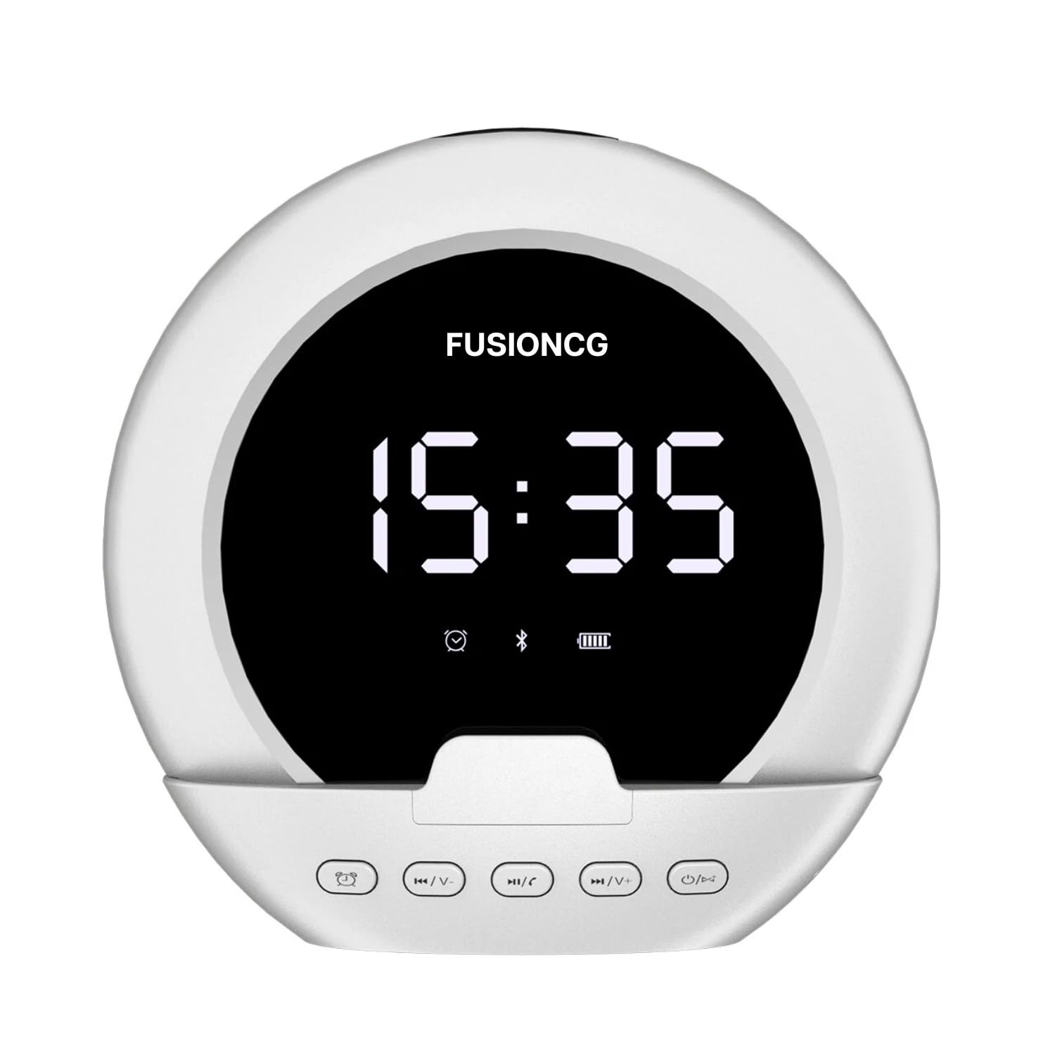 FusionCG- Digital Clock with Bluetooth Speaker (White) : Amazon.in ...