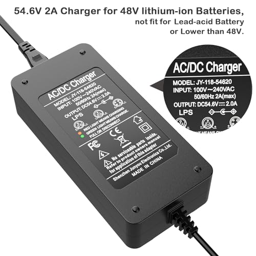 54.6V 2A Charger for 48V Lithium Battery - Compatible with Razor ...