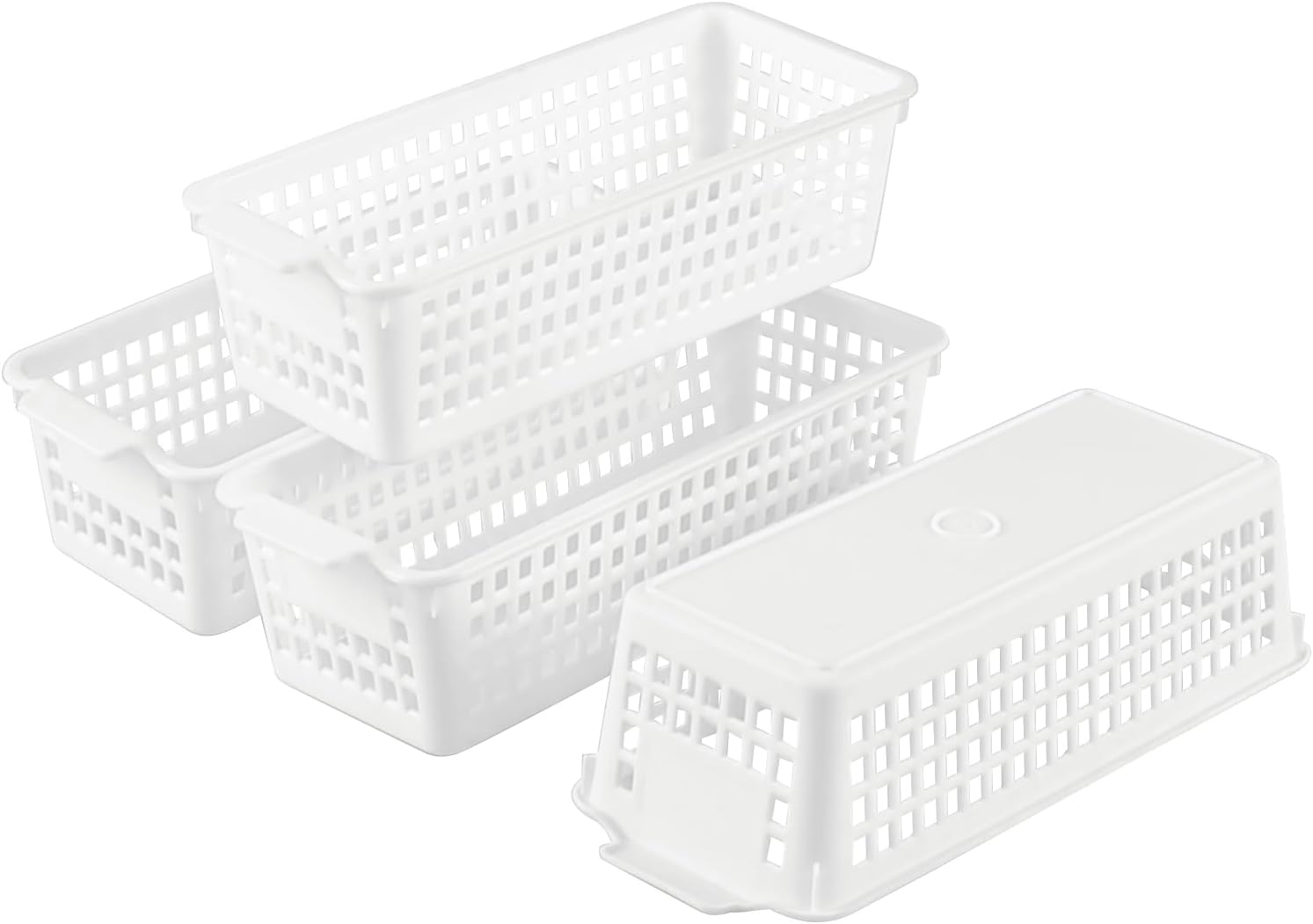 Amazon.com: Anbers 4 Pack Slim Storage Baskets for Shelves, Small ...