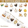 Amazon.com: JarThenaAMCS 1000Pcs Chicken Stickers 12 Designs Cute ...