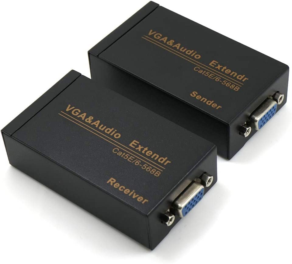 RuhZa VGA Extender Over Cat6 up to 328ft / 100M VGA Extension Adapter ...