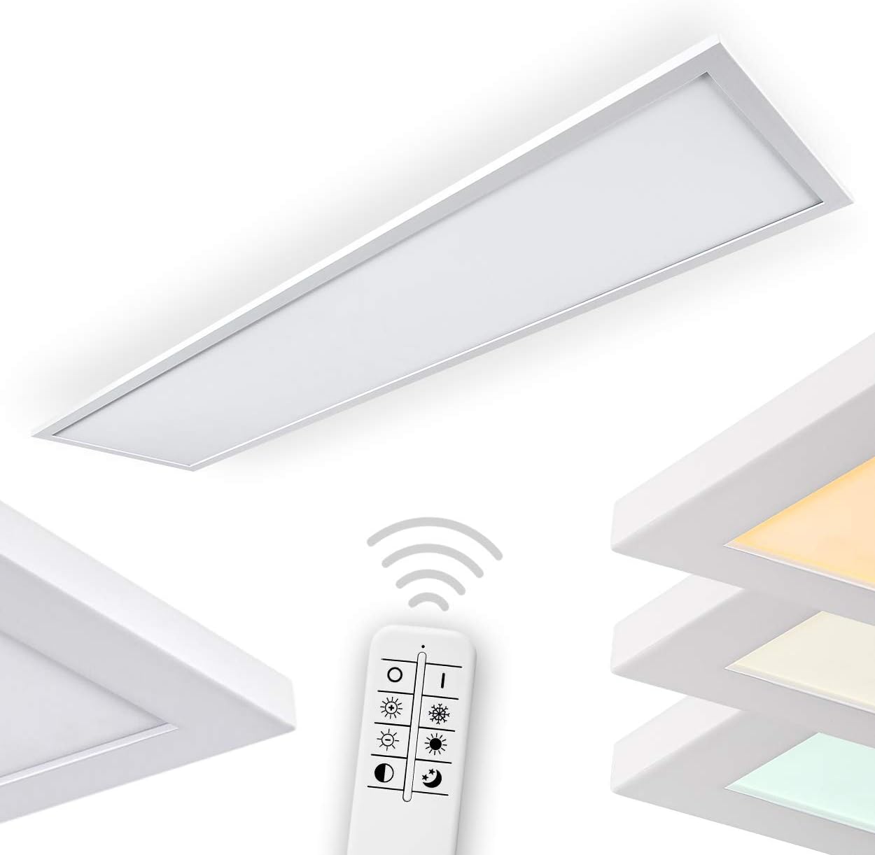 LED Panel Salmi, dimmbare Deckenleuchte aus Aluminium in Weiß, 40 Watt ...