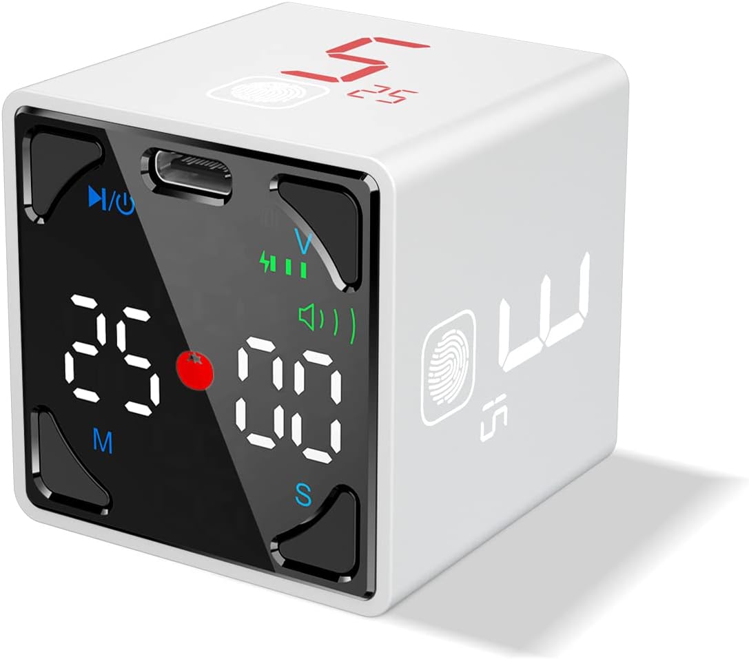 Ticktime Pomodoro Cube Timer, Desk Timer Productivity, Pause & Resume ...