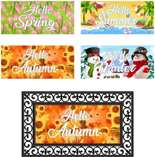 Amazon.com: CASLON 4Pcs Seasonal Door Mat Inserts Interchangeable ...