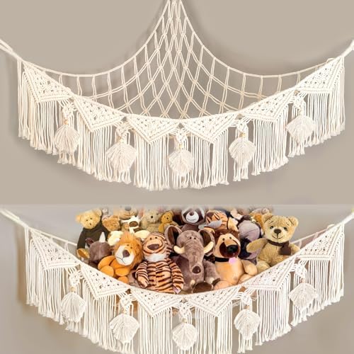 Amazon.com: Macrame Stuffed Animal Hammock with Star Light, Small ...