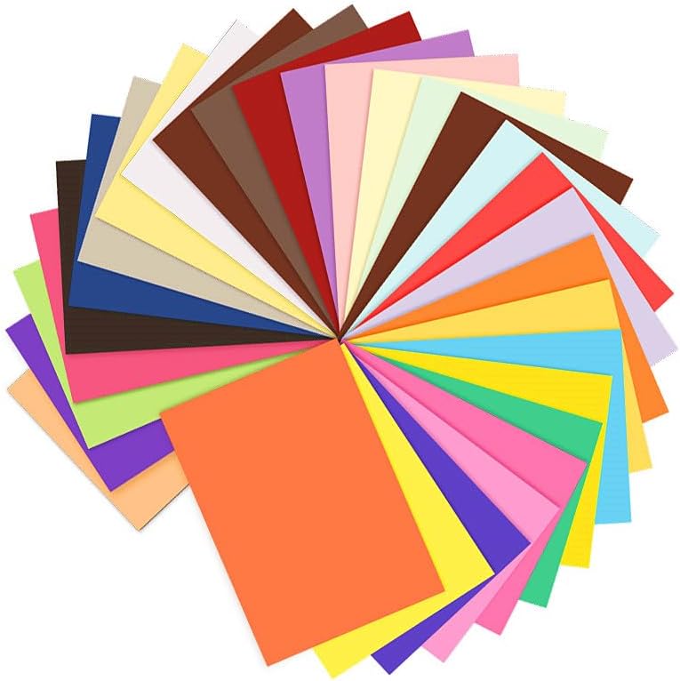 FUKTSYSM Coloured Card - New 24 Assorted Colours, A4 120 Sheet Pack ...