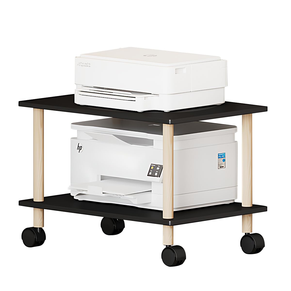 Buy Cestbella Mobile Printer Stand 2 Tier Under Desk Printer Rack, Wood ...