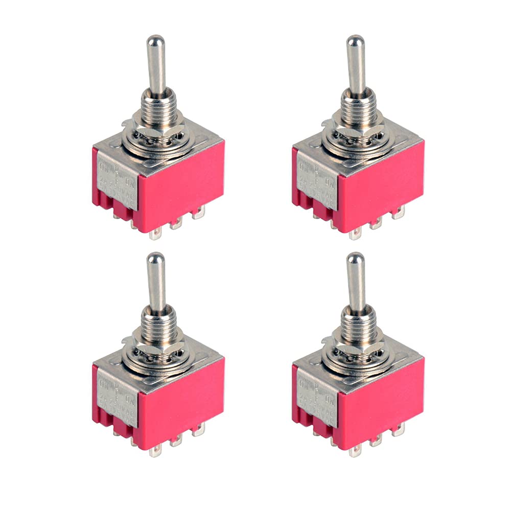 Ximimark 4Pcs MTS-302 3PDT Mini Toggle Switch ON-ON 9 Pins 2 Files 6MM ...