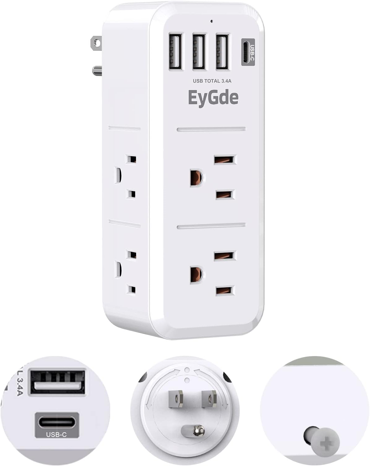 Amazon.com: USB Outlet Extender Surge Protector - Mifaso Rotating Plug ...