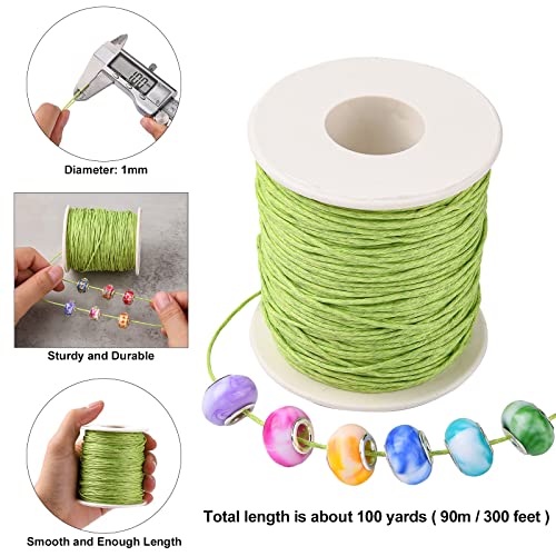 UR URLIFEHALL 100 Yards Green Yellow 1mm Waxed Cotton Cord Macrame ...