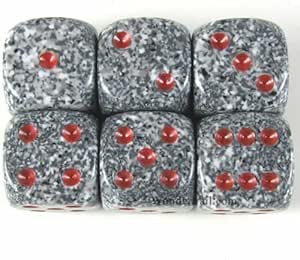 Amazon.com: Granite Speckled Colored Dice with Red Pips D6 16mm (5/8in) Pack of 6 Wondertrail ...