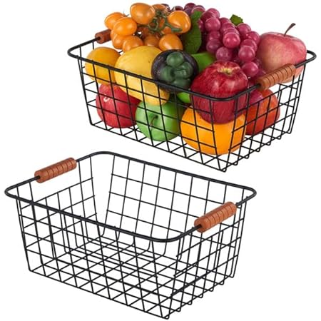 Amazon.com - Wire Basket 2 Pcs Wire Storage Baskets Wire Baskets ...