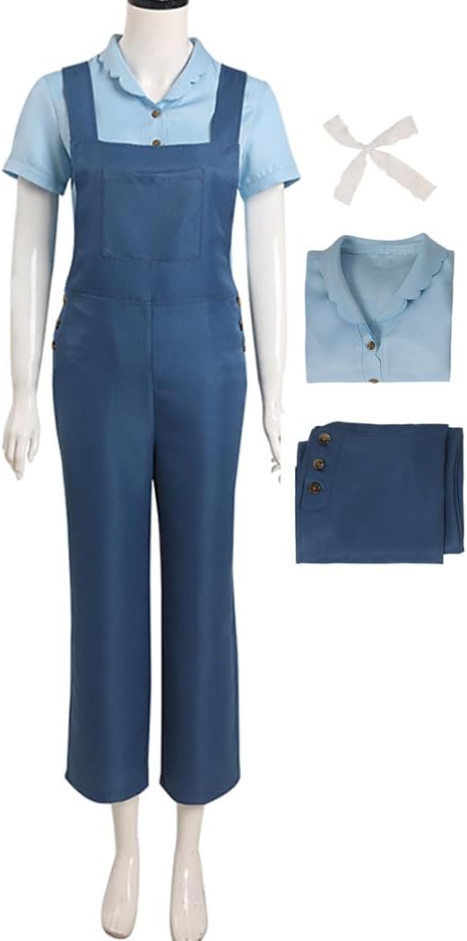 Amazon.com: Womens Girls Horror Movie Pearl Blue Overalls Cosplay Suit ...