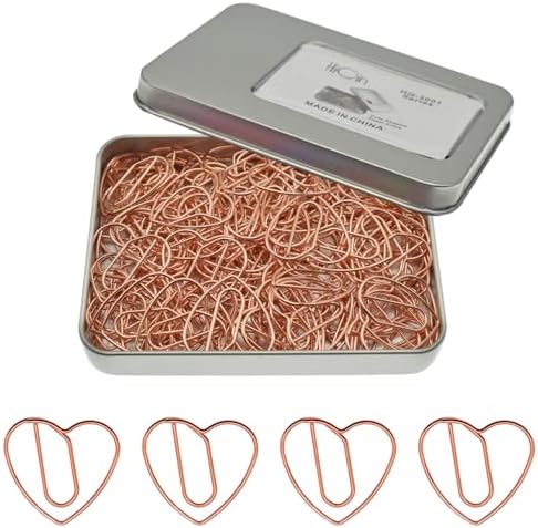 Amazon.com : 200 Pcs Heart Paper Clips Small Rose Gold Paper Clip ...