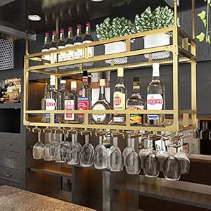 Amazon.com: XONJEMU Ceiling Wine Glass Rack,Height Adjustable 2 Tiers Hanging Glass Racks,Height ...