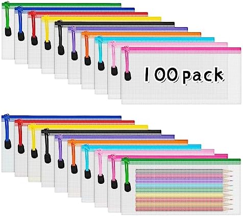 Amazon.com : 100Pack Clear Pencil Pouch Mesh Pencil Pouch with Zipper ...