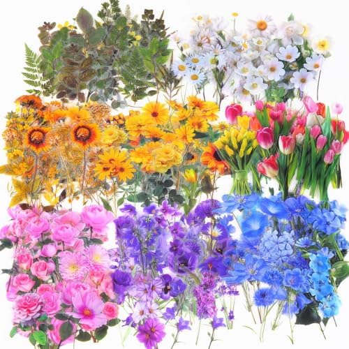 Amazon.com: ZMLSED Pressed Flower Stickers (563 Pcs, 36 Sheets) Dried ...
