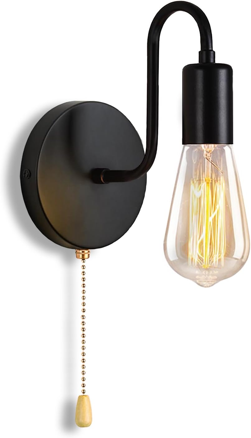 DTIEDY Pull Chain Wall Light Fixture 1-Light Wall Sconce with On Off ...