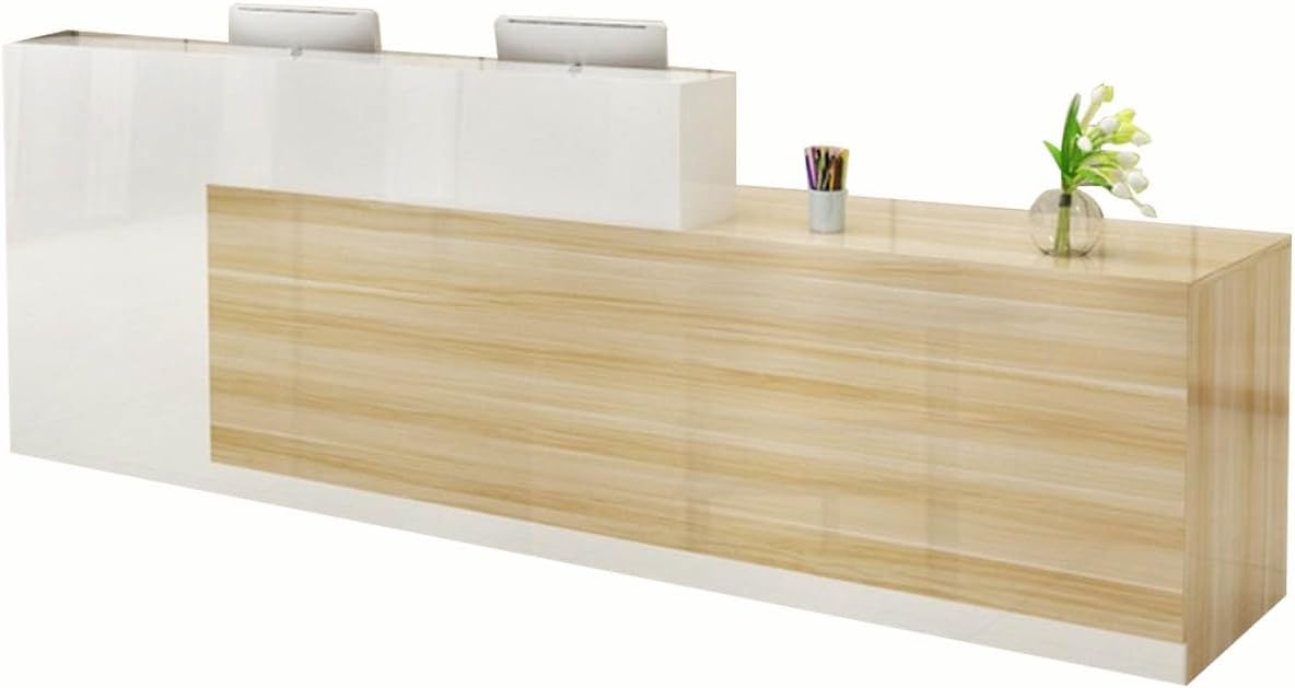 Amazon.com: Reception Counter Desk, Modern Wooden Reception Desk With ...