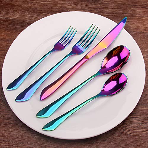 Snapklik.com : Rainbow Silverware Set, 20-Piece Stainless Steel ...