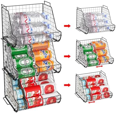 Amazon.com: Stacking Can Dispensers 3 Tier with 3 Divider, Large Pantry ...