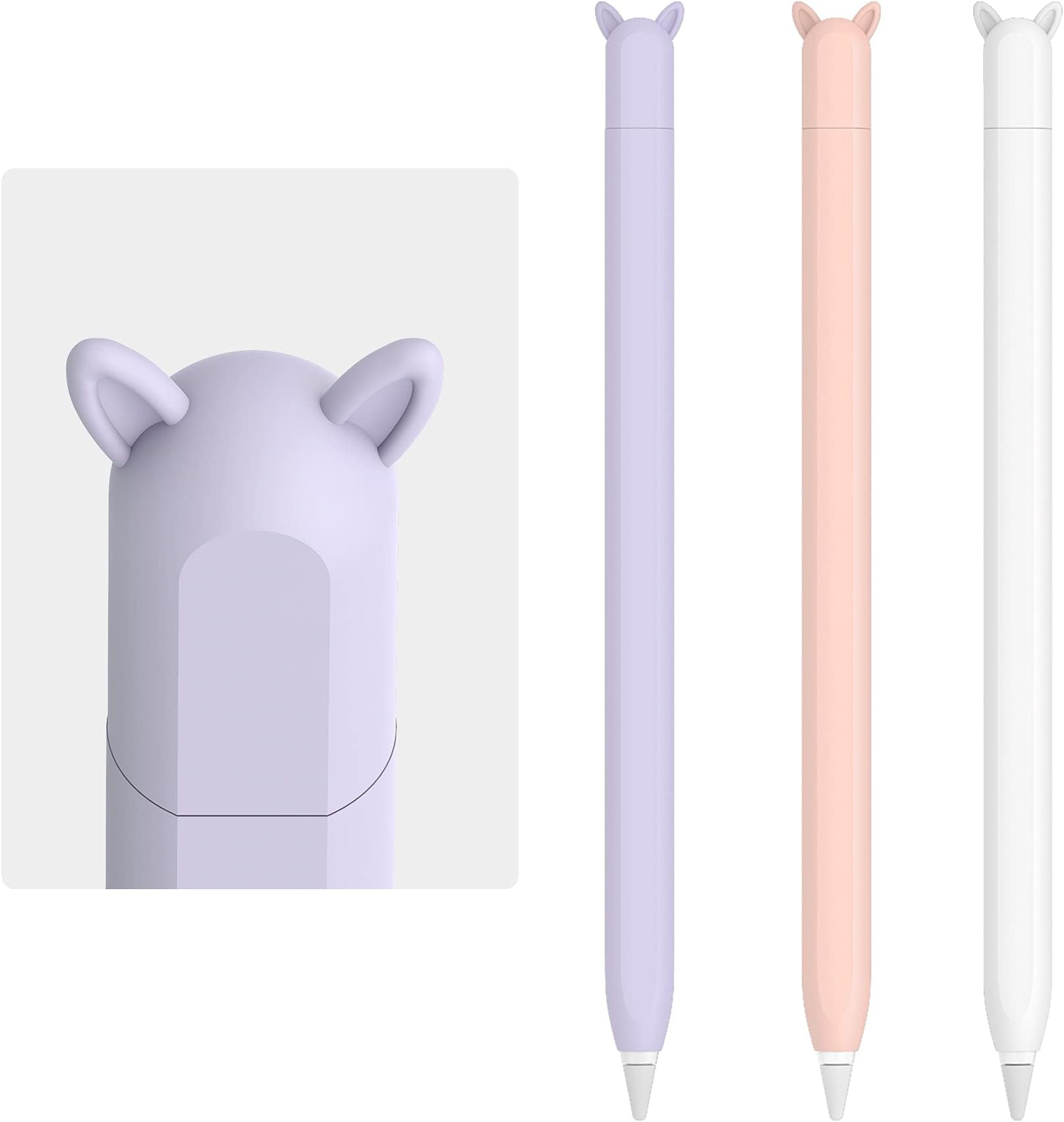 Amazon.com: 3 Pack Cute Ear Case Silicone Skin Cover for Apple Pencil ...