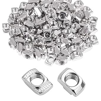 100Pcs 2020 Series M3 T Nuts, T Slot Nut Hammer Head Fastener Nut, Nickel Plated Carbon Steel ...