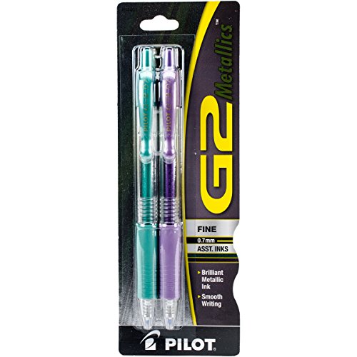 Pilot G2 Metallics Gel Roller Pens, Fine Point, Gold/Silver Inks, 4 ...