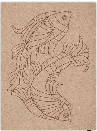 DOTME® Kalamkari Fish Art Premarked Wooden MDF Cutout for Crafts Work ...