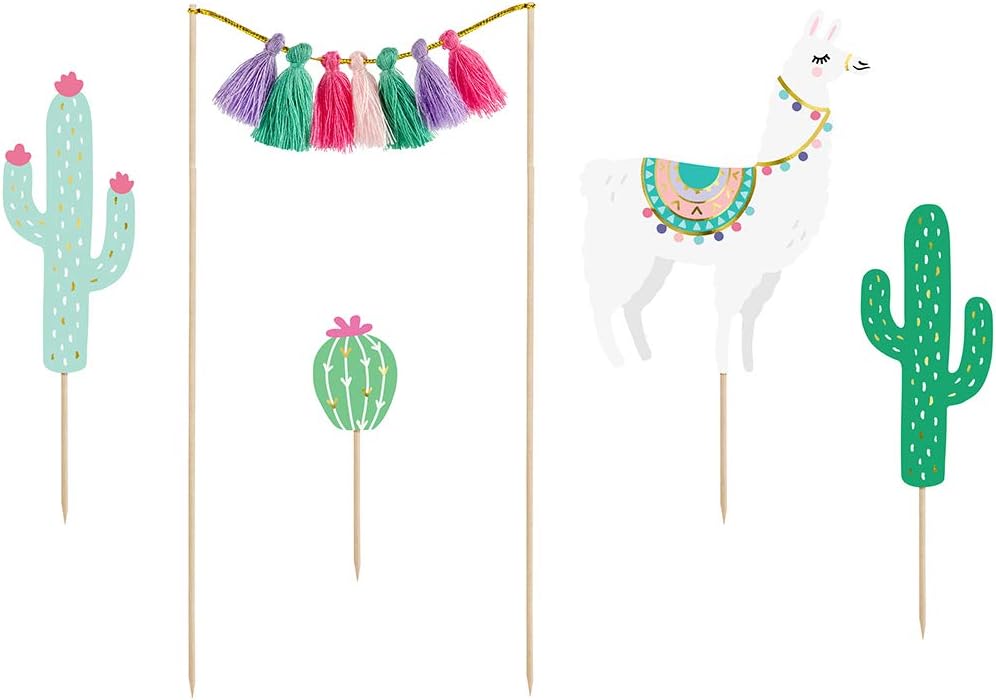 Amazon.com: Party Deco Llama and Cactus Cake Toppers Decoration Set ...