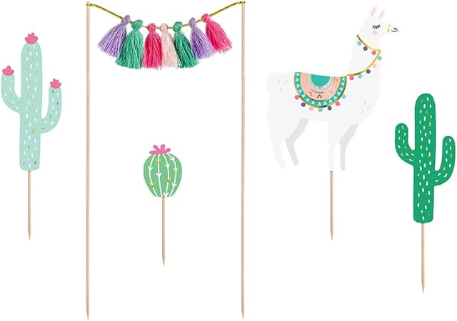 Amazon.com: Party Deco Llama and Cactus Cake Toppers Decoration Set ...