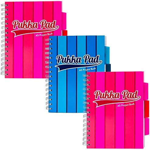 Pukka Pad, A5 Striped Project Notebook 3-Pack - 21 x 14.9cm - Wirebound ...