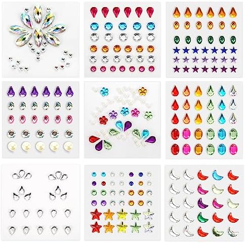 Amazon.com: 9 Sheets Face Gems Stickers, Self-Adhesive Face Jewels ...