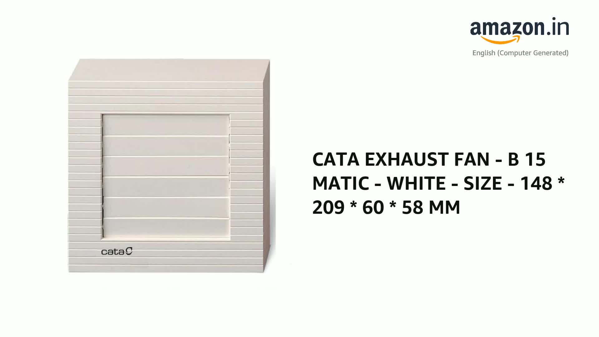Watch CATA EXHAUST FAN - B 15 MATIC - WHITE - SIZE - 148 * 209 * 60 ...