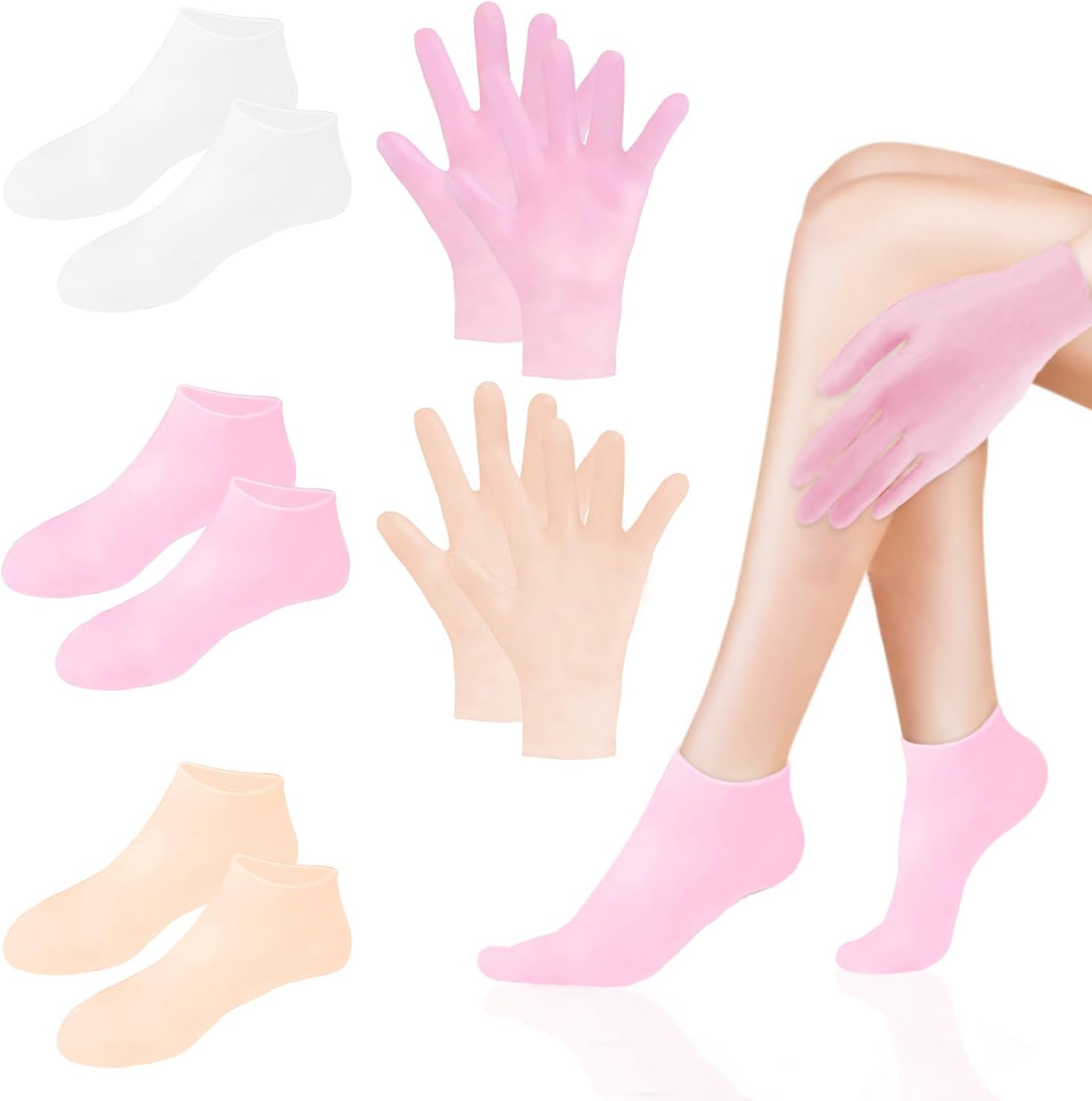 Amazon.com : Jolbndcv 5 Pairs Silicone Moisturizing Glove Socks ...