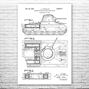 WW2 Tank Poster Print, World War 2 Art, Tank Blueprint, Military ...