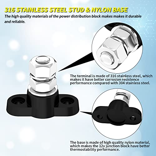 Snapklik.com : 3/8 12V Battery Junction Block, M10 Insulated Power And ...