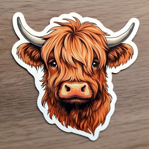 Amazon.com: Floral Highland Cow Vinyl Decal – Aesthetic 5-Inch ...