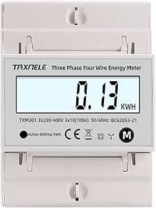Amazon.com: Four Wire Three Phase Energy Meter DIN Rail Meter ...