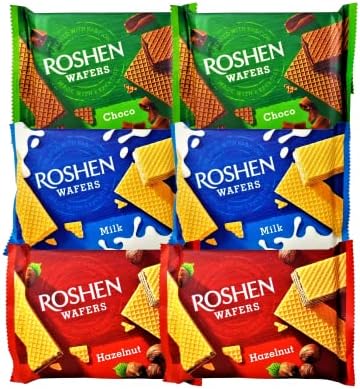 Amazon.com: Roshen Crispy Wafers Flavors of Cocoa, Hazelnut, Milk with ...