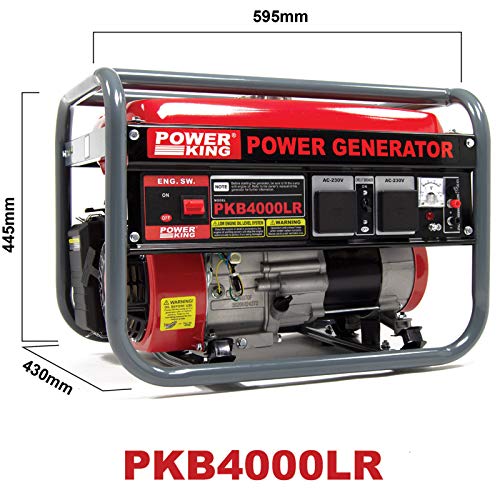 PowerKing 2800w Petrol Generator PKB4000LR 3.5KVA 7HP 4 Stroke with 2 x ...