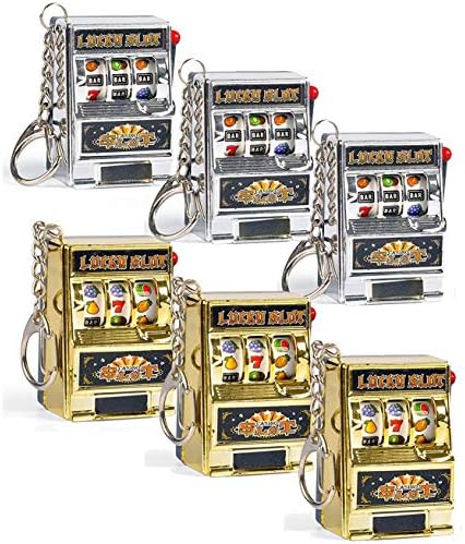 Liberty Imports 6 PCs Keychain Slot Machine Game Mini Casino Lucky ...