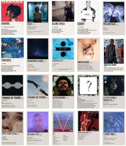 Song Posters Pack of 20 Aesthetic Wall Posters Collage (8x 6 Inches ...