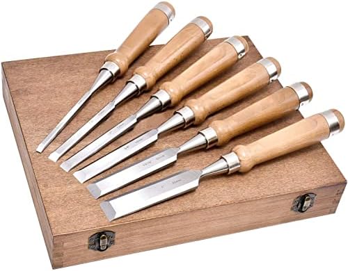 Wood Chisel Tool Sets, 6 Pieces Chrome Vanadium and Hard Ashtree Handle ...