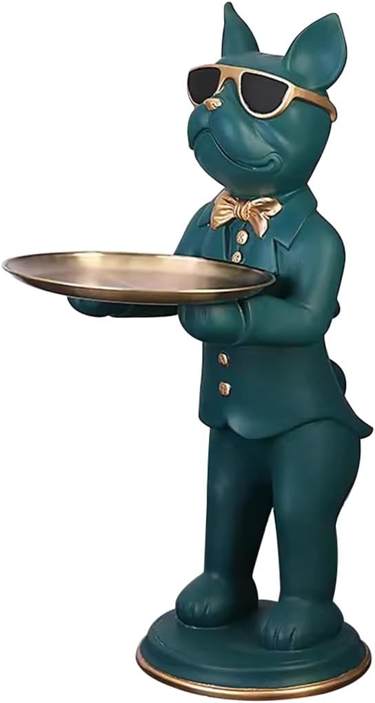 Amazon.com: Dog Butler Statue with Tray Floor-Standing Large Bulldog ...