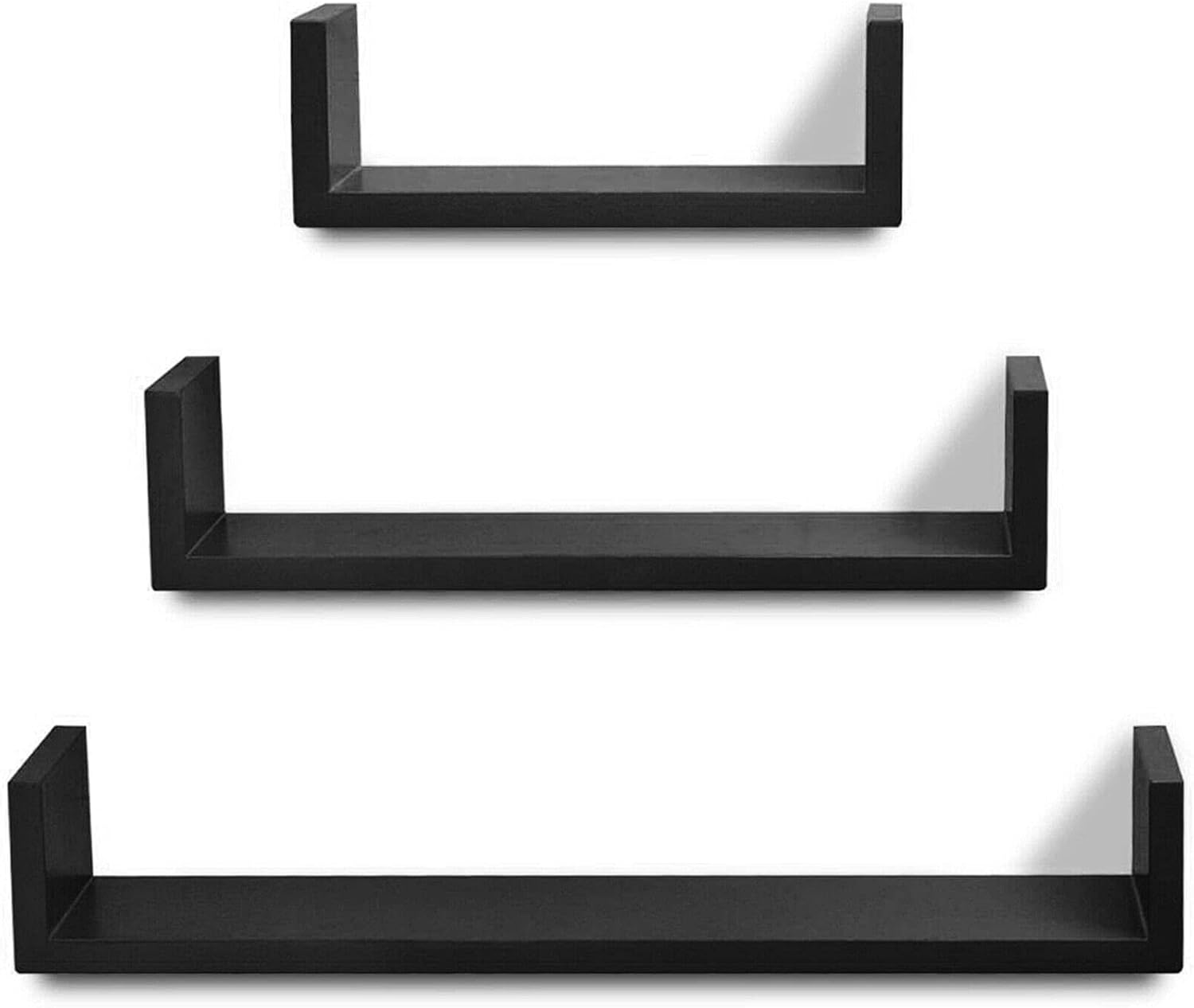 Floating Shelf Set Of 3 Different Sizes U Shape Wooden DIY Display Unit ...