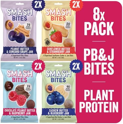 Amazon.com: Smash Bites Variety Pack: Nut Butter & Jam Snack Bites Rich ...