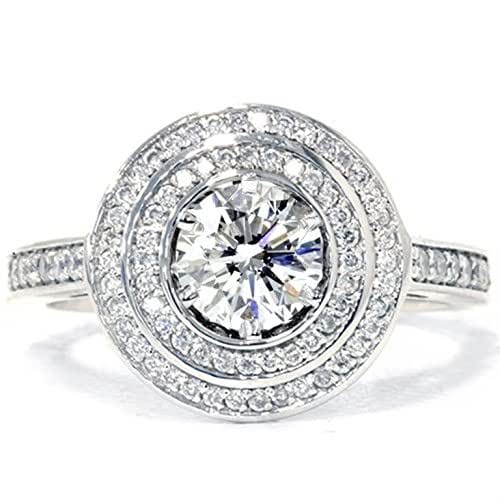 Amazon.com: 1ct Diamond Double Halo Engagement Ring 14K White Gold ...