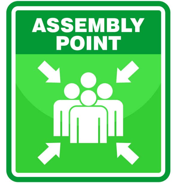 Assembly Point Green Signage Sticker, PVC Waterproof Sticker : Amazon ...