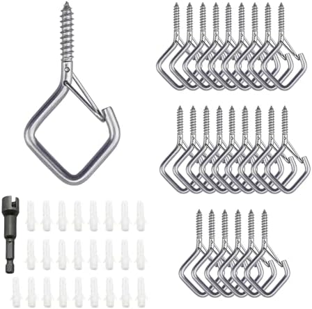 DIYHacks 25 Pcs Q-Hanger Hooks Screw in Hooks with Safety Buckle ...